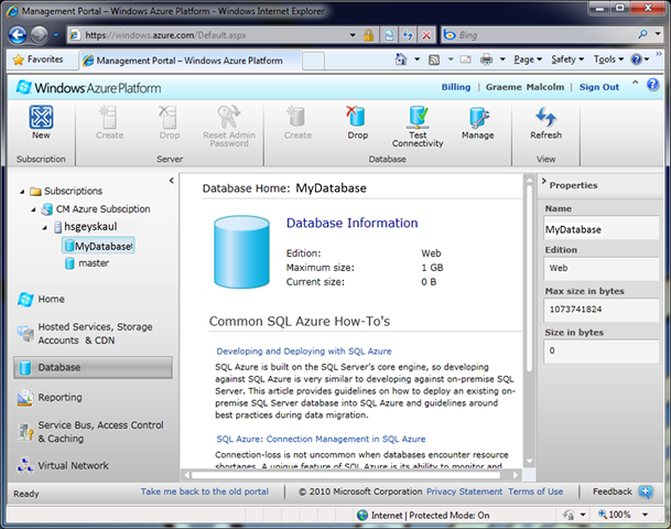 Content Master Technology Blog: Getting Started with SQL Azure
